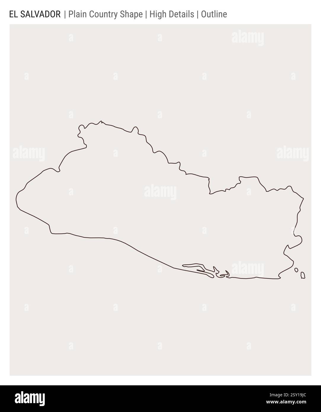Republic of El Salvador plain country map. High Details. Outline style ...