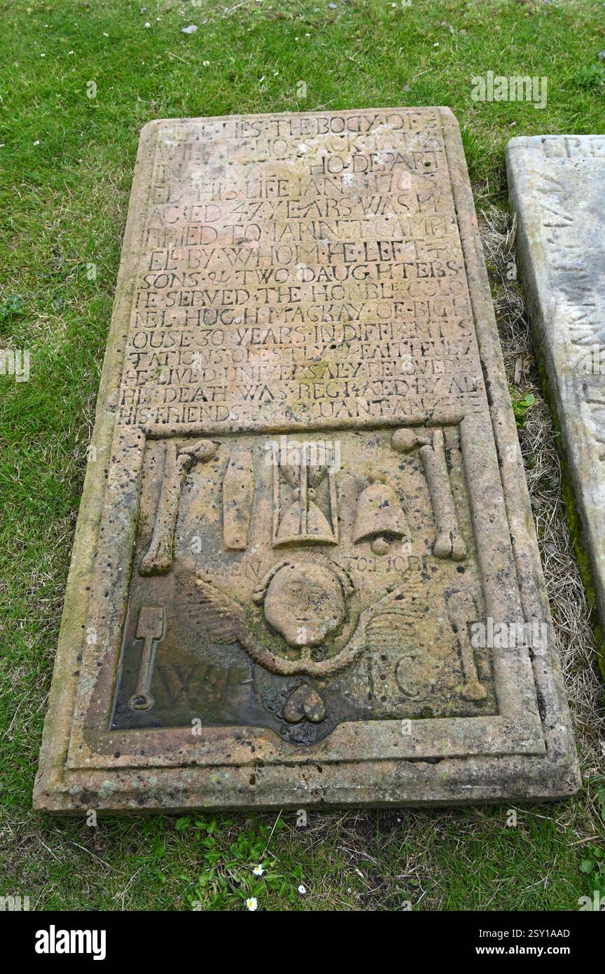 Grave slabs at Strathnaver Museum Scotland Stock Photo - Alamy