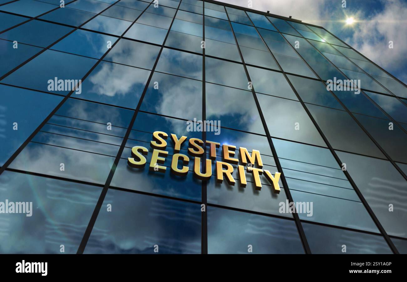 System security glass building concept. Cyber security network ...