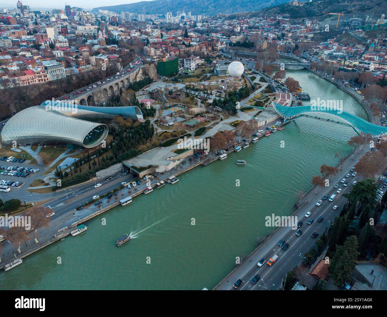 Drone point of view on Rhike park , Rike Music Theater and Exhibition ...