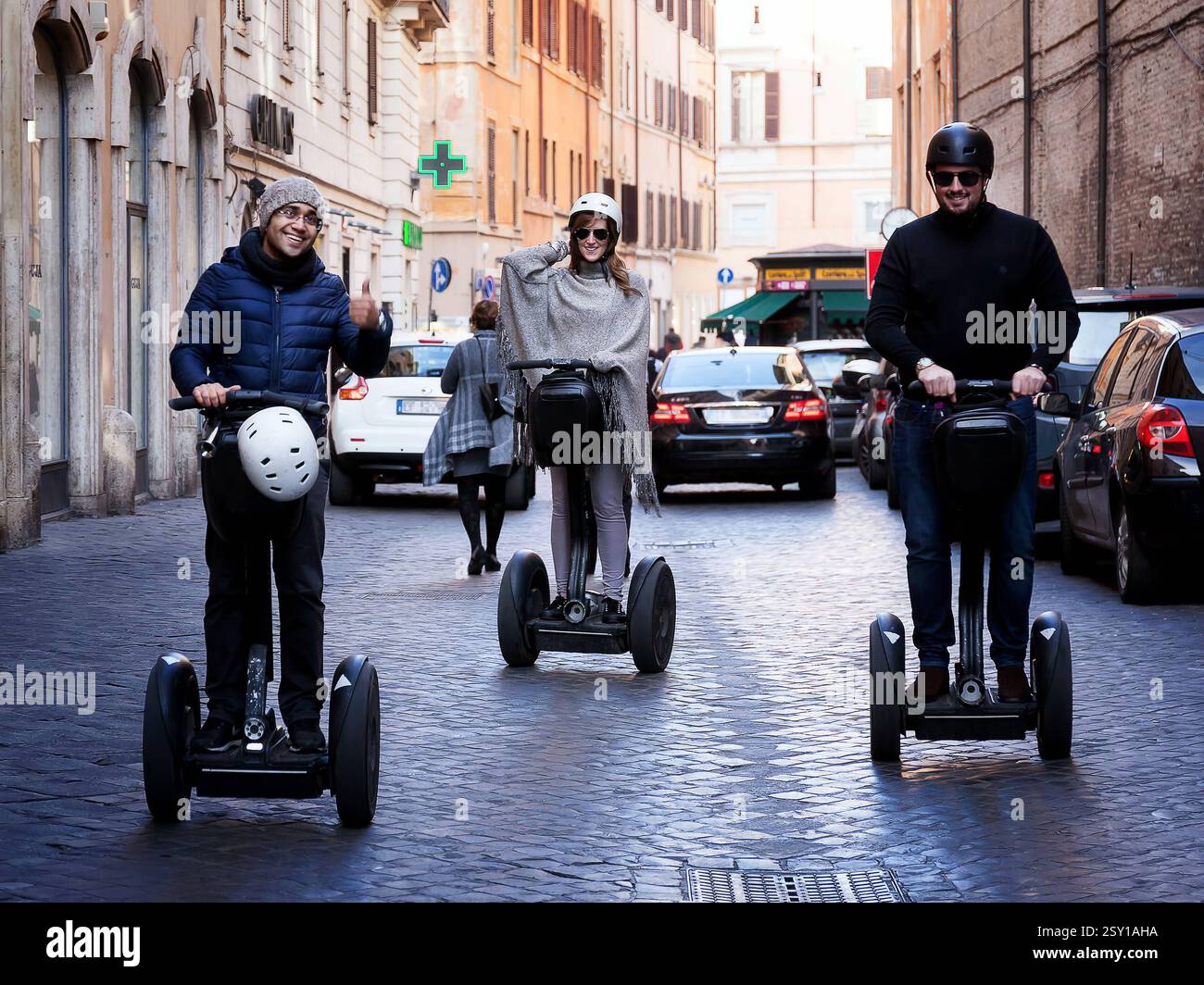 Segway in town in Rome Rome, Italy - November 27, 2016: Boys Segway ...