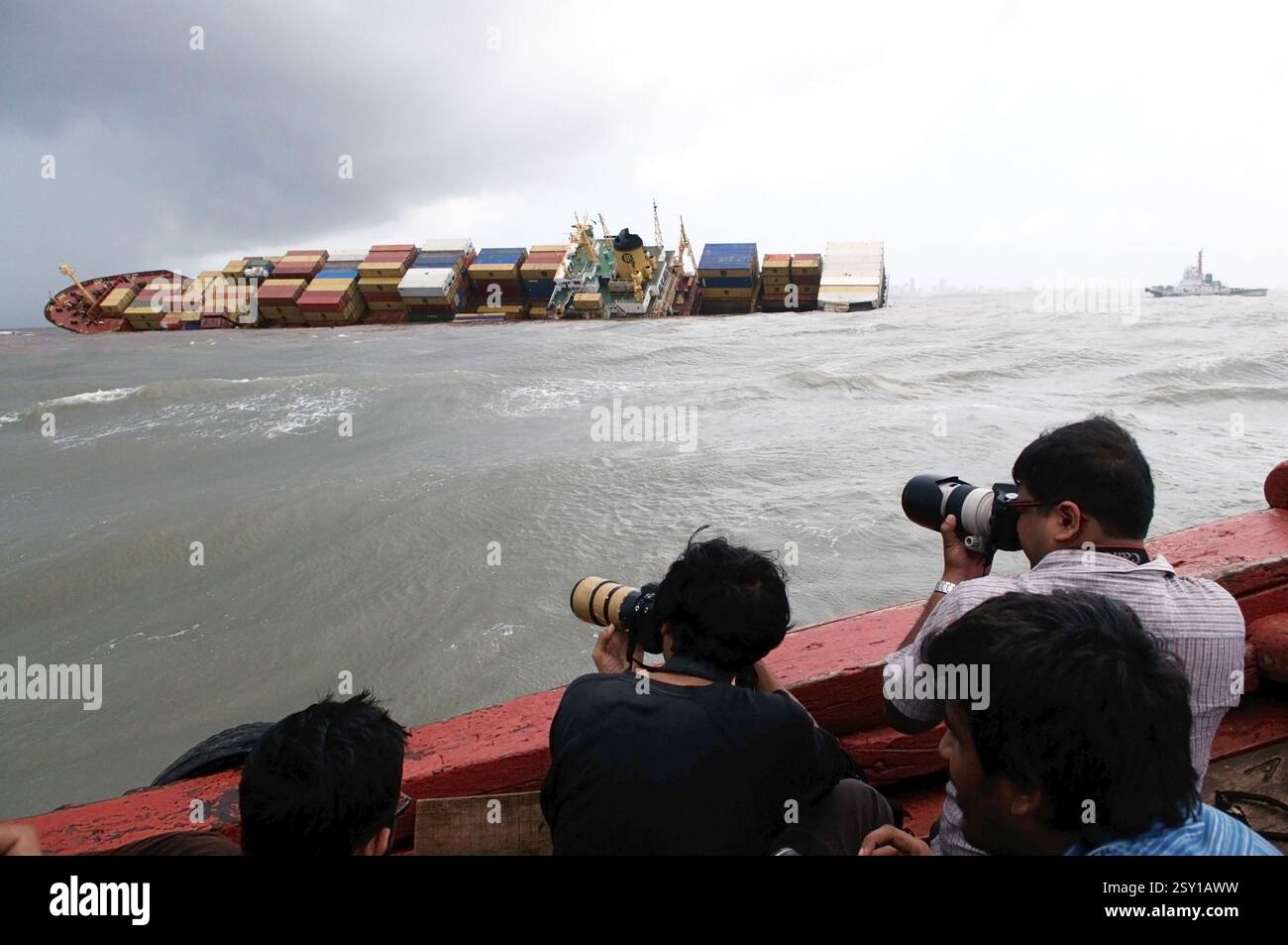 Container ship chitra tilted dangerously colliding in sea, Bombay ...