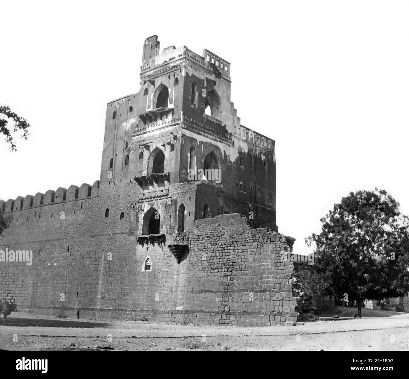 Old vintage lantern slide of St Augustine Tower, Goa, India Asia Stock ...