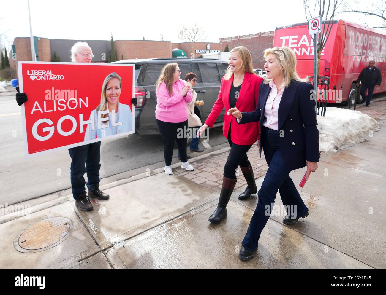 Ontario Liberal leader Bonnie Crombie, right, arrives with candidate ...