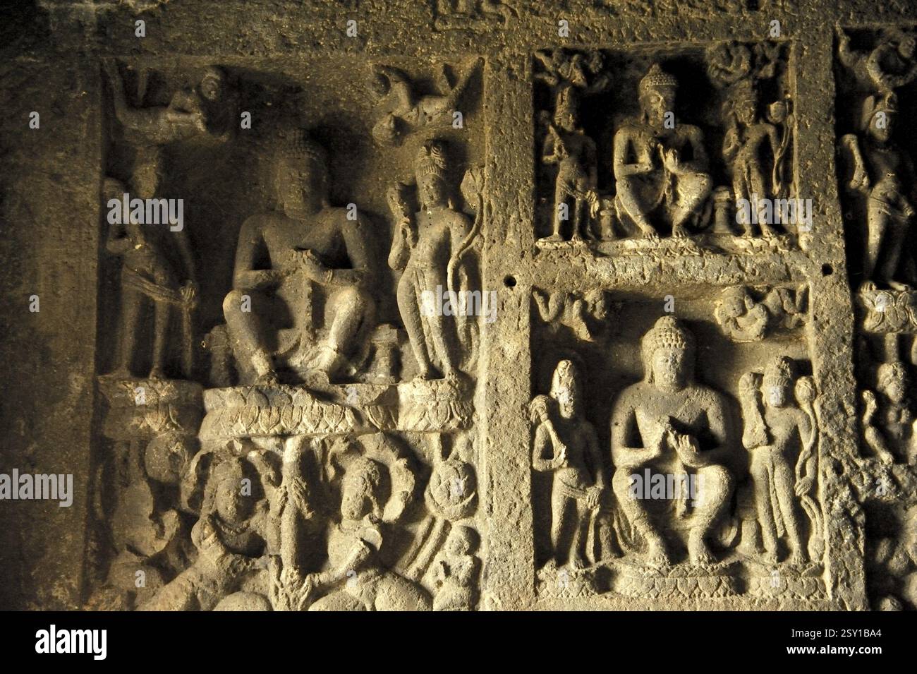 Buddhist Panel in Caves Aurangabad Maharashtra India Stock Photo - Alamy