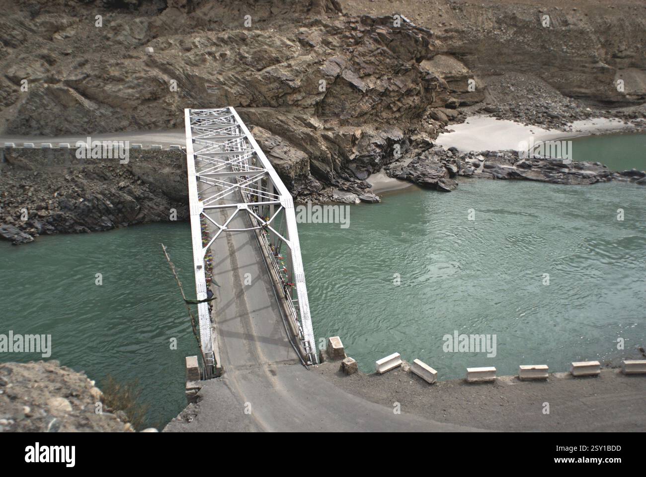 Bridge on indus river connecting leh kargil road, Ladakh, Jammu and ...