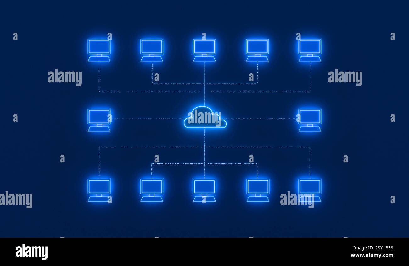 Cloud network with desktop computer. Cloud network with desktop ...