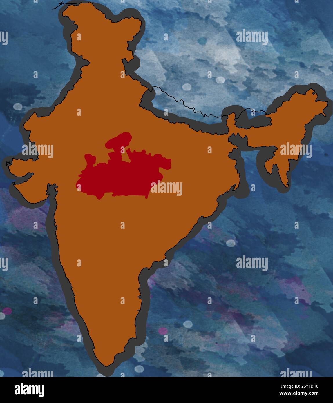 Illustration, madhya pradesh location map, india, asia Stock Photo - Alamy