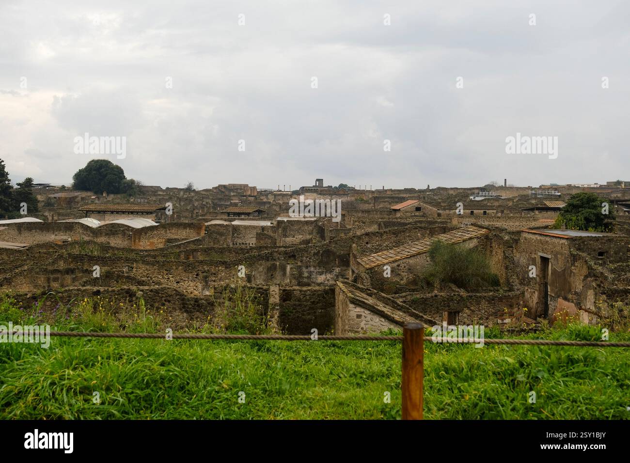 A view of the Archaeological Park of Pompeiiunder the Vesuvius Volcano ...