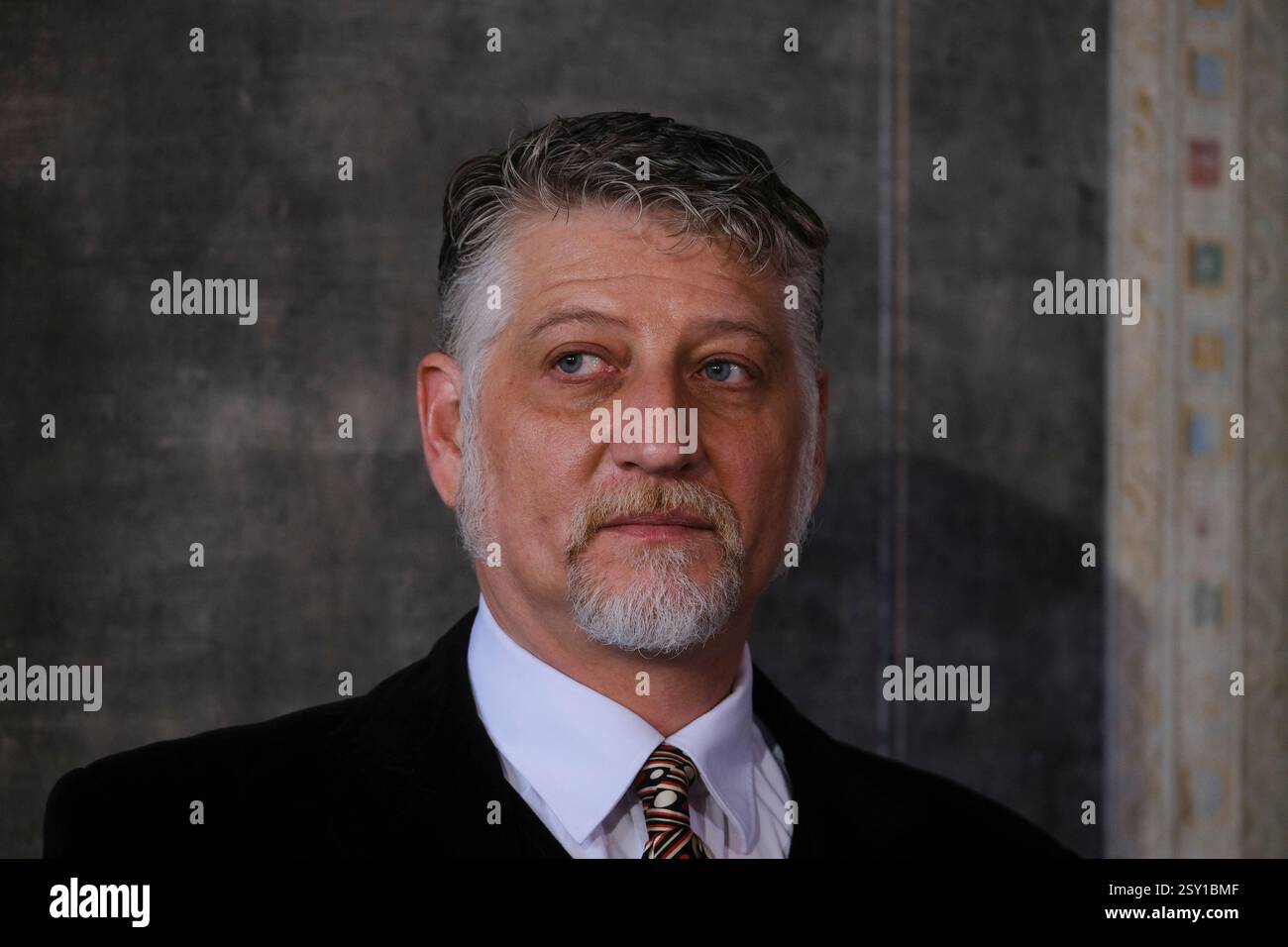 Italian Minister of Culture Alessandro Giuli are seen at Regio IX after ...