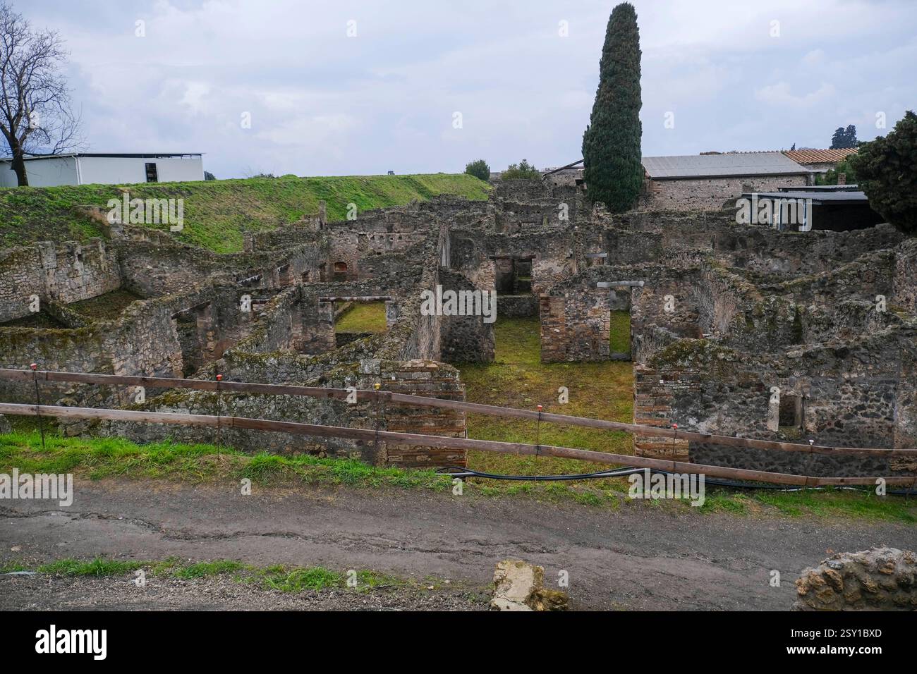 A view of the Archaeological Park of Pompeiiunder the Vesuvius Volcano ...