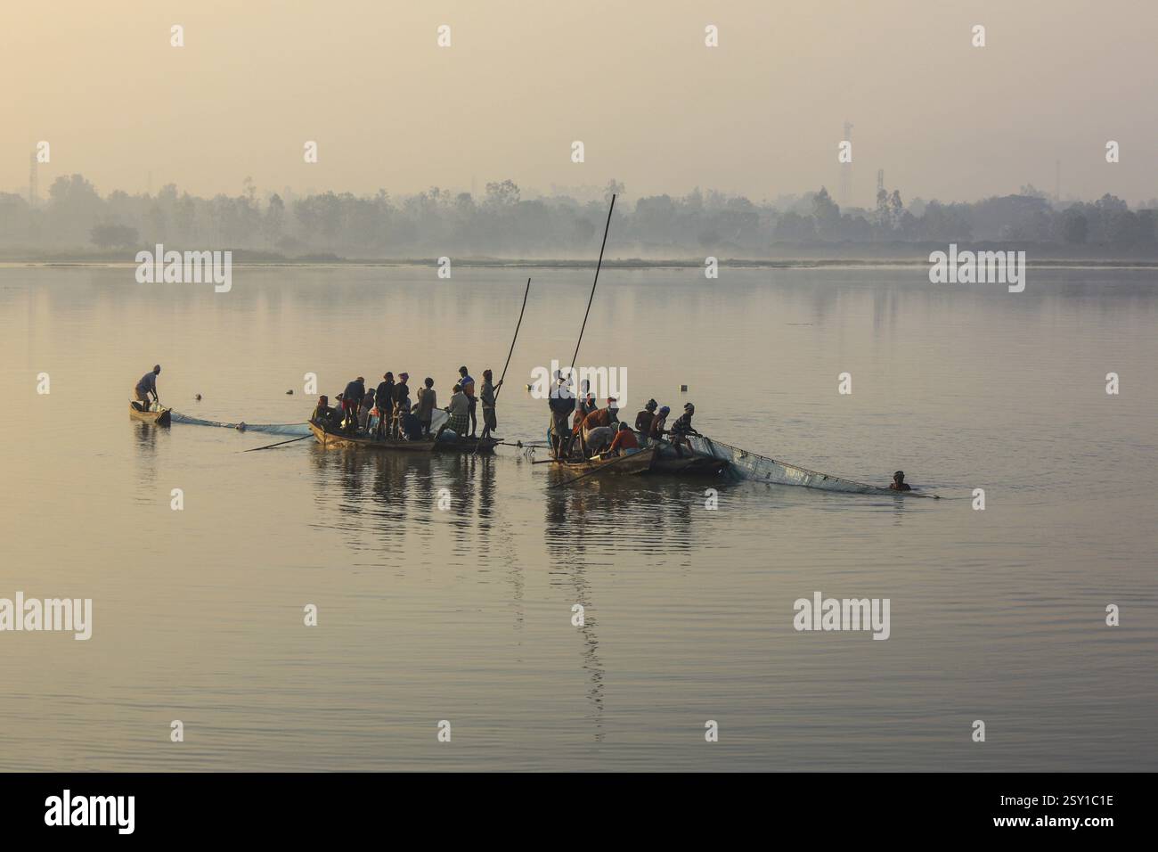 Fishing boat in dalpat sagar lake, jagdalpur, bastar, chhattisgarh ...