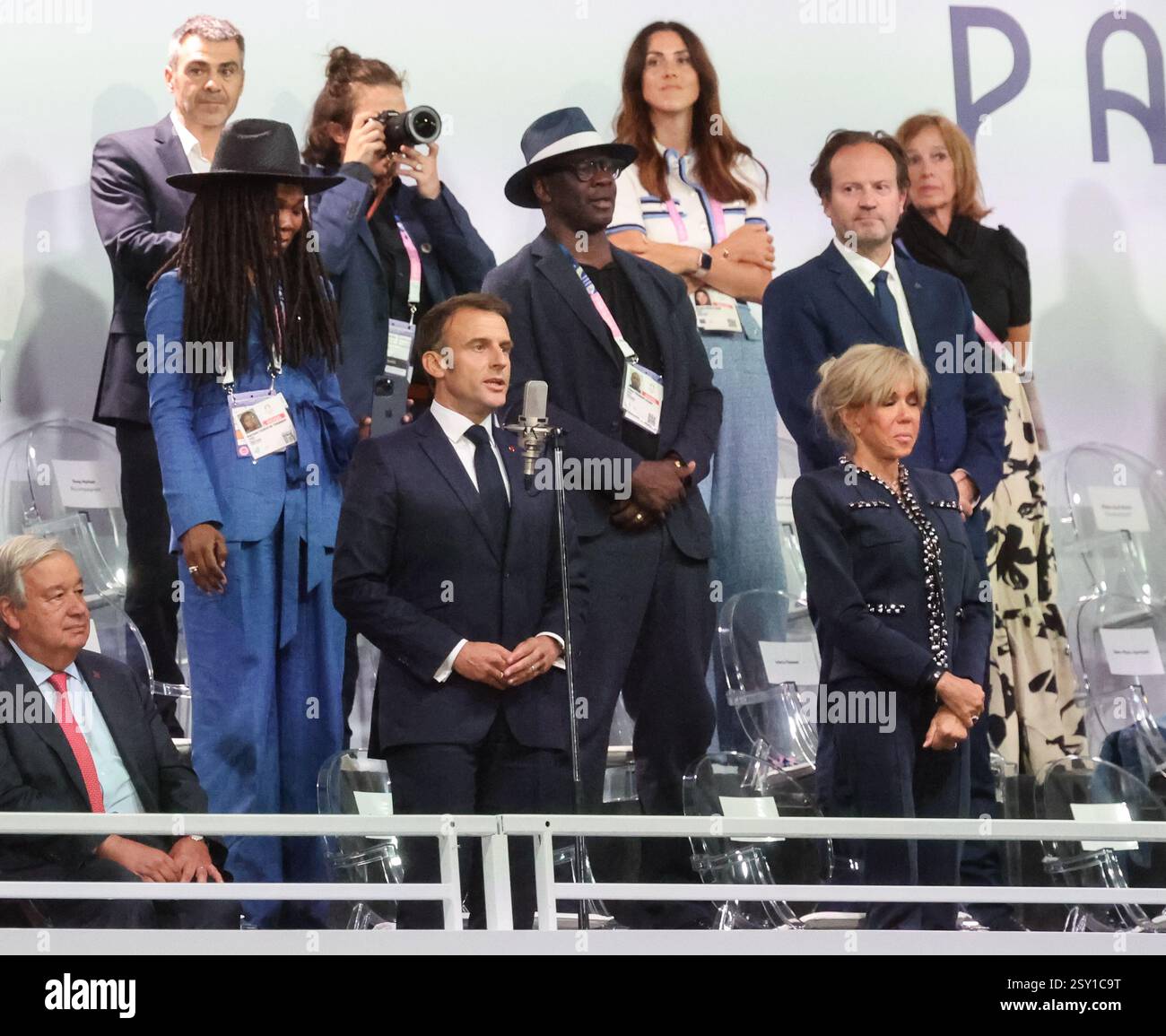 July 26th, 2024 - Paris, France: President of France Emmanuel Macron ...