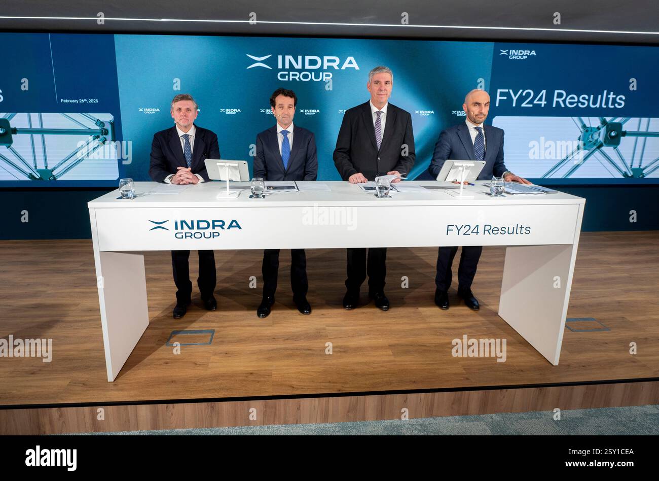 (L-R) Indra Group's Chief Financial Officer, Miguel Forteza 26 FEBRUARY ...