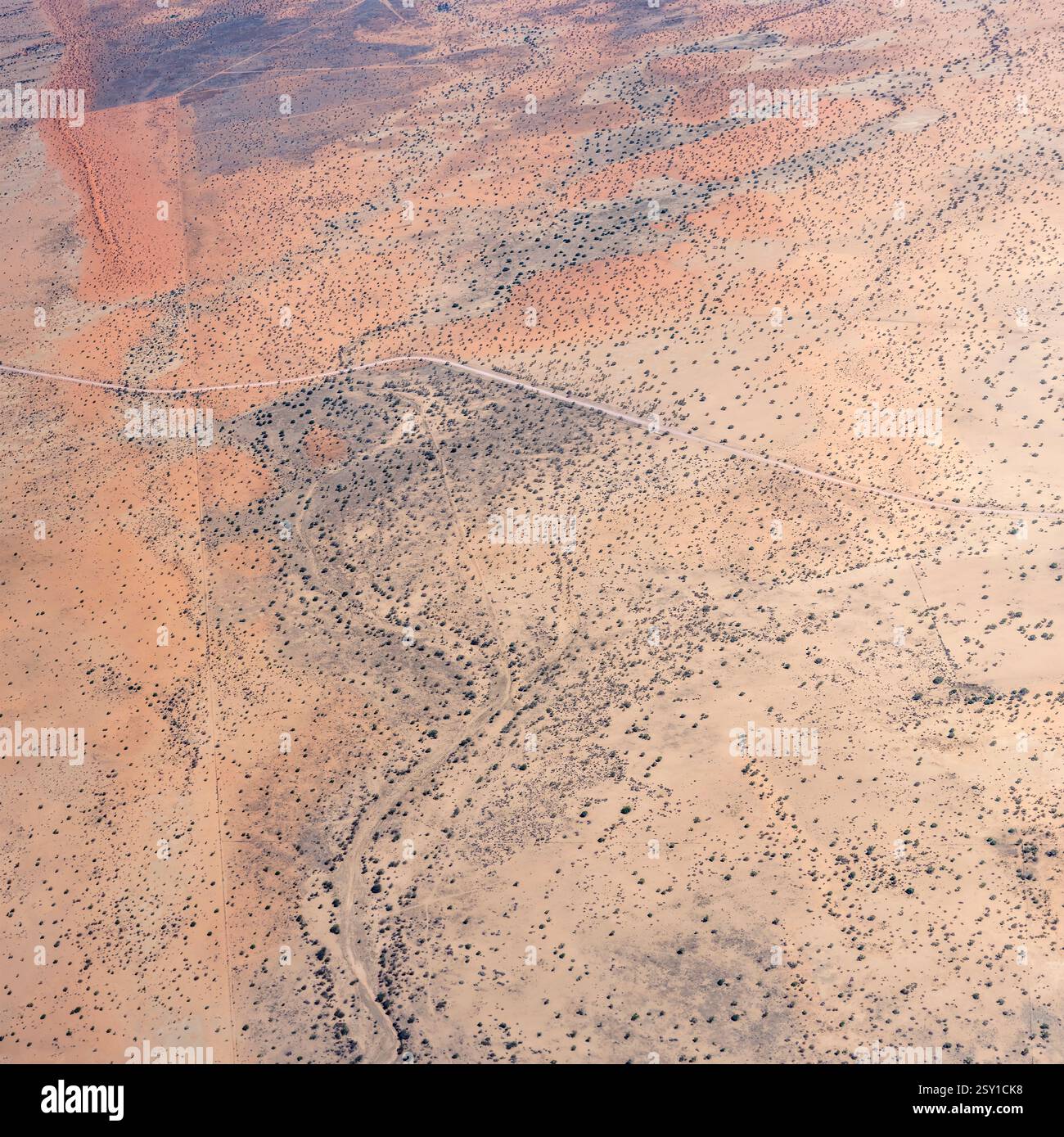 aerial landscape with sparse vegetation on Skaap dry river shores in ...