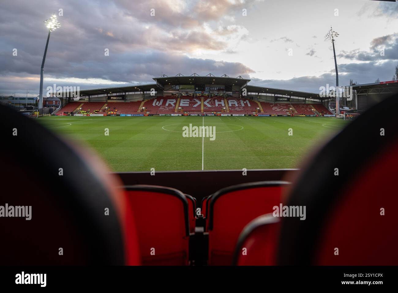 A general view of SToK Cae Ras, Home of Wrexham, during the The Vertu ...