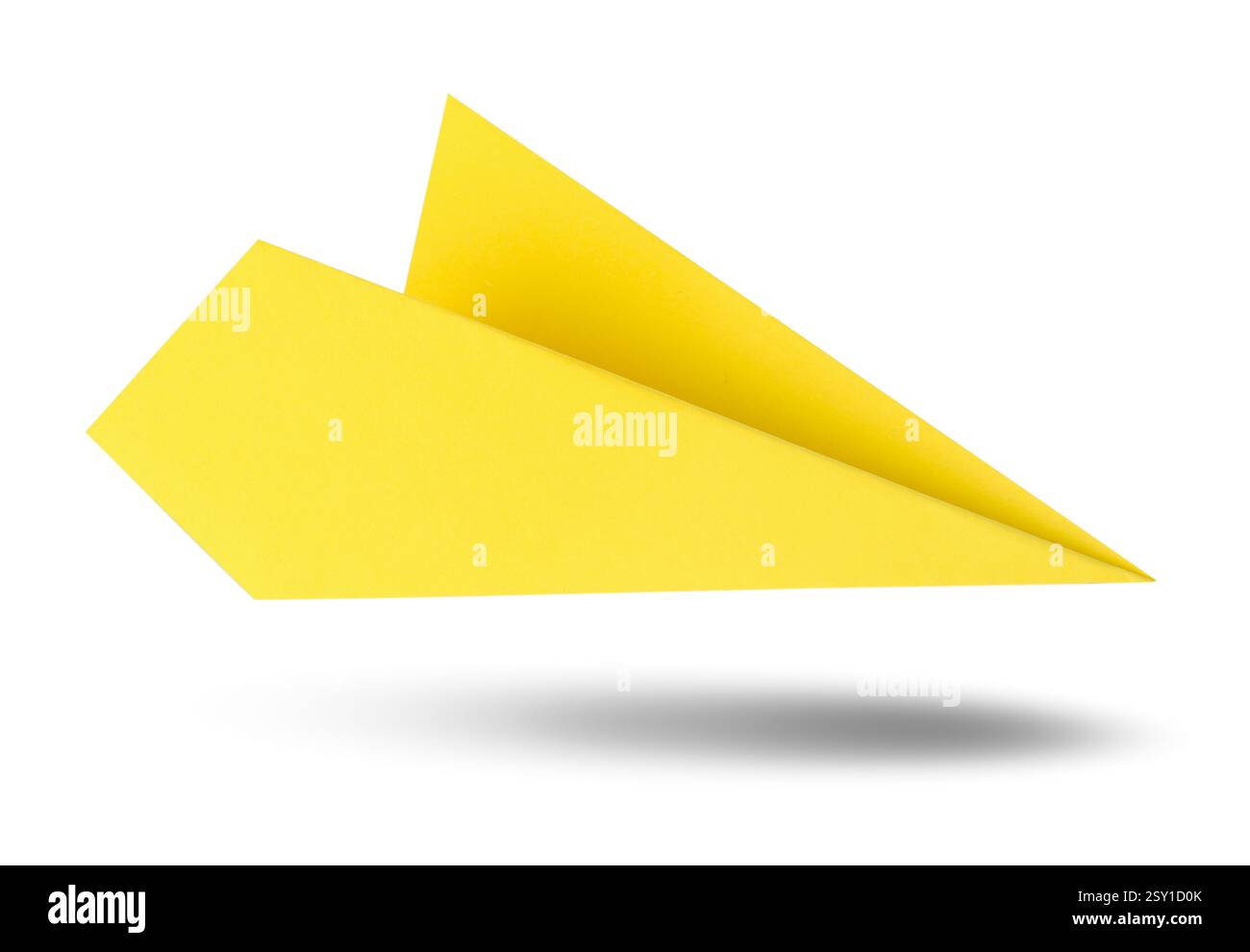Yellow paper plane in air on white background Stock Photo - Alamy