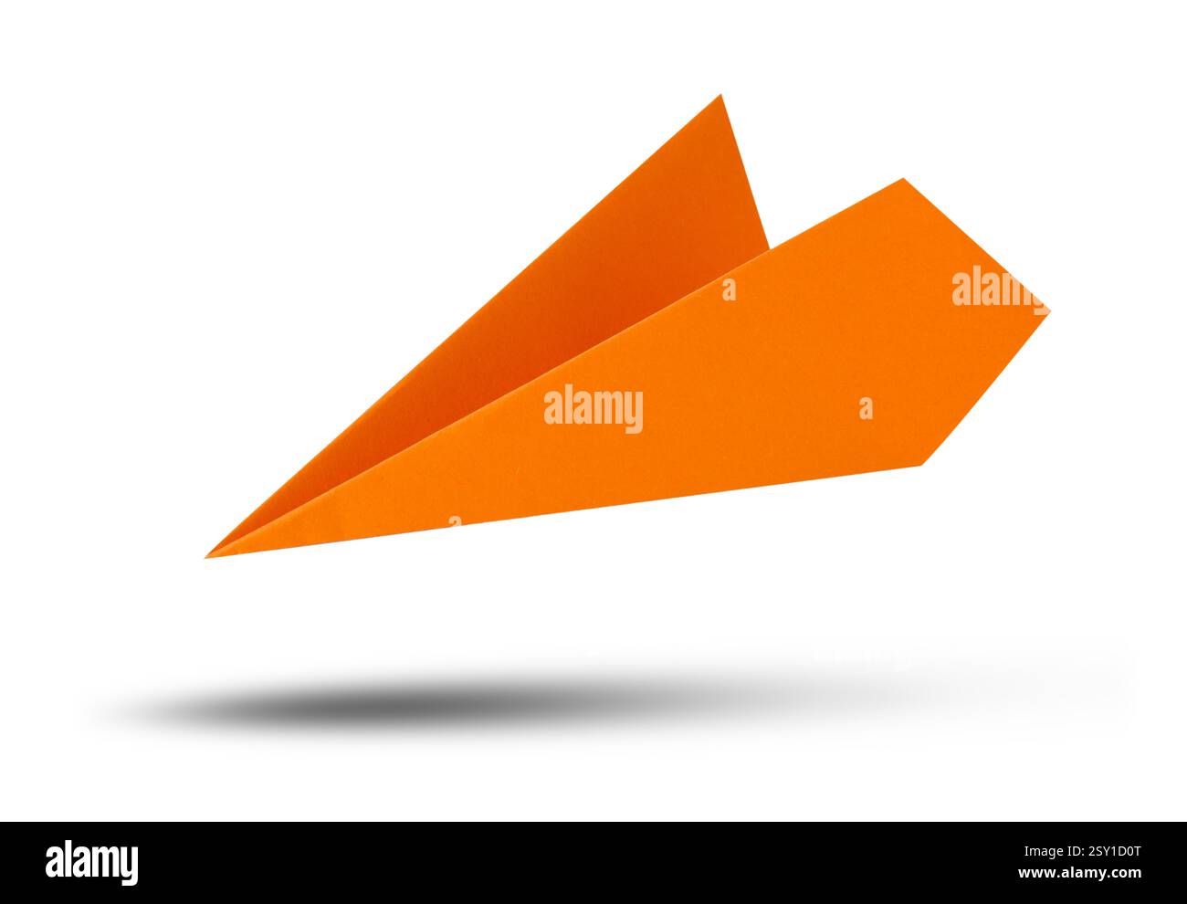 Orange paper plane in air on white background Stock Photo - Alamy