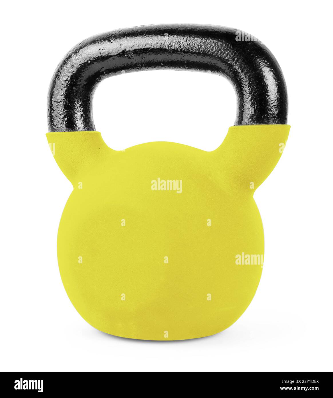 One yellow kettlebell isolated on white. Workout equipment Stock Photo ...