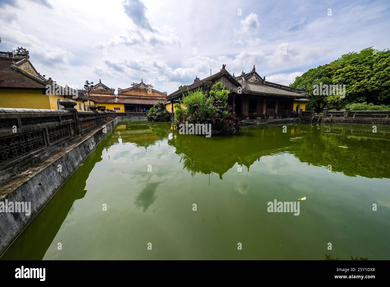Buildings of the Dien Tho Palace complex, Cung DiÃªn Thá, seen over a ...