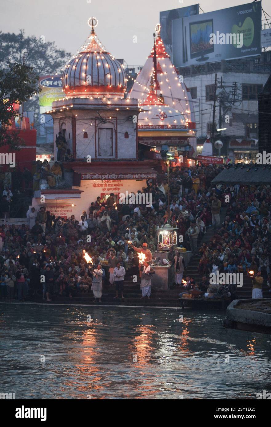 Devotees performed pooja of Ganga river Uttarakhand India Asia Stock ...