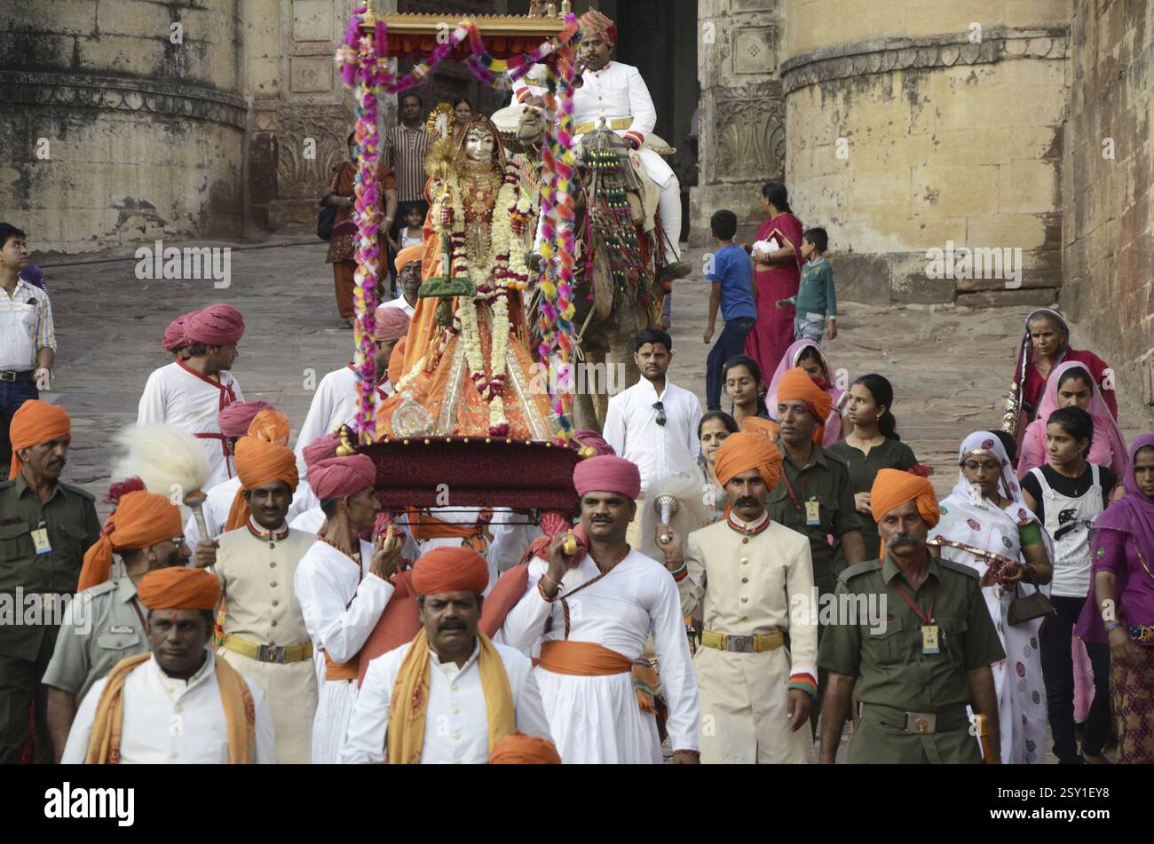 Procession of Raj Gangaur in Mehrangarh Fort at Jodhpur India Stock ...