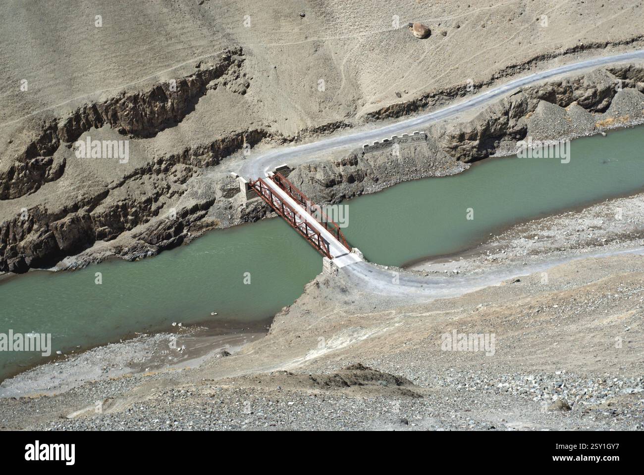 Bridge on indus river connecting leh kargil road, Ladakh, Jammu and ...