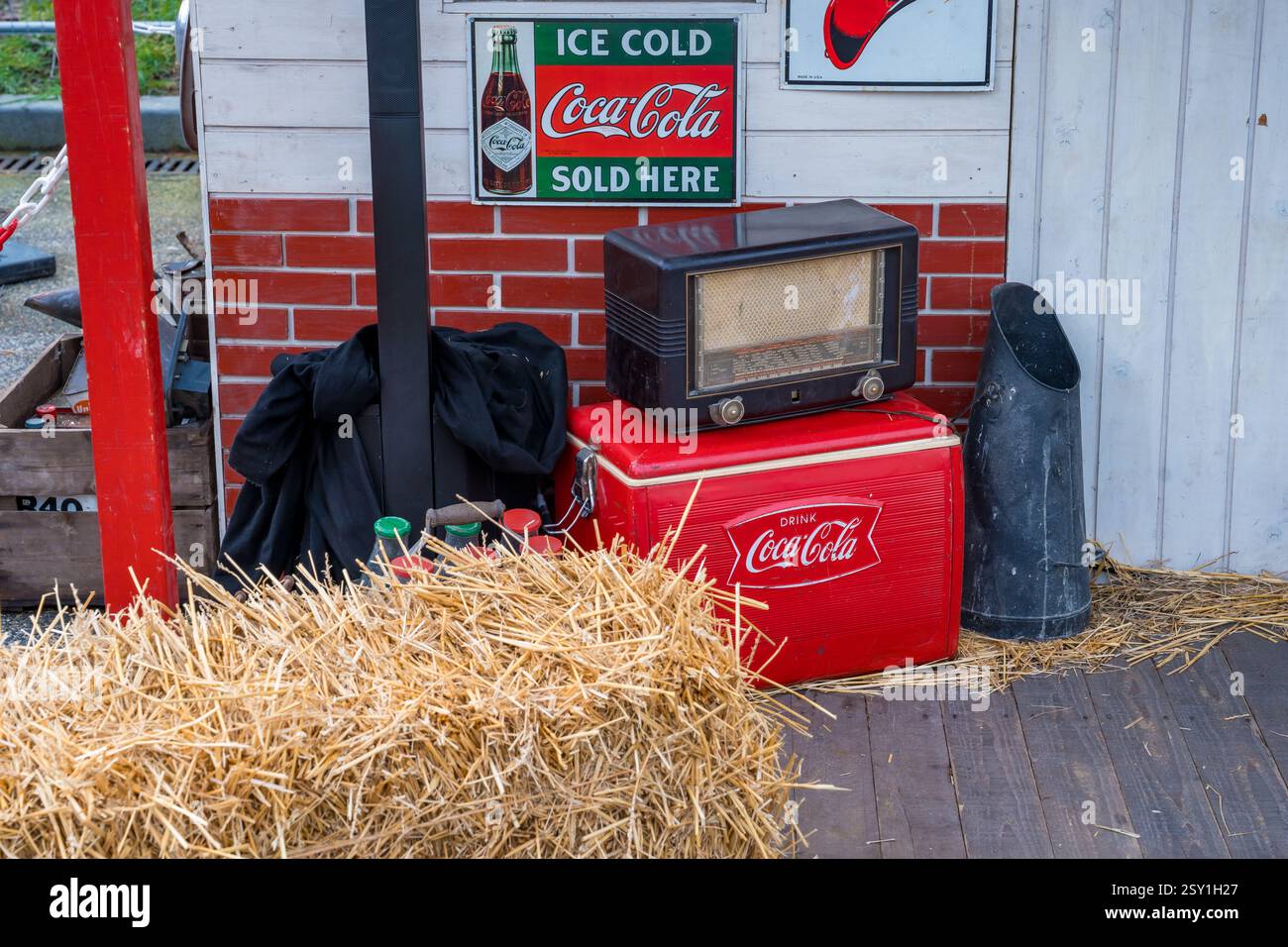 Vintage charm shines through retro objects at a country fair setting ...