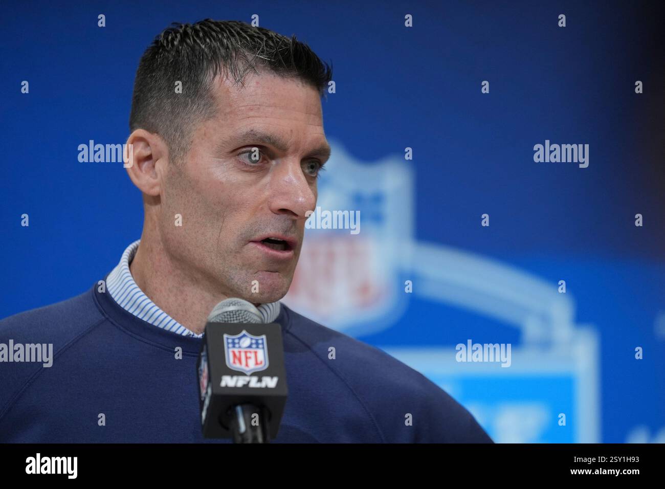 Houston Texans general manager Nick Caserio speaks during a press ...