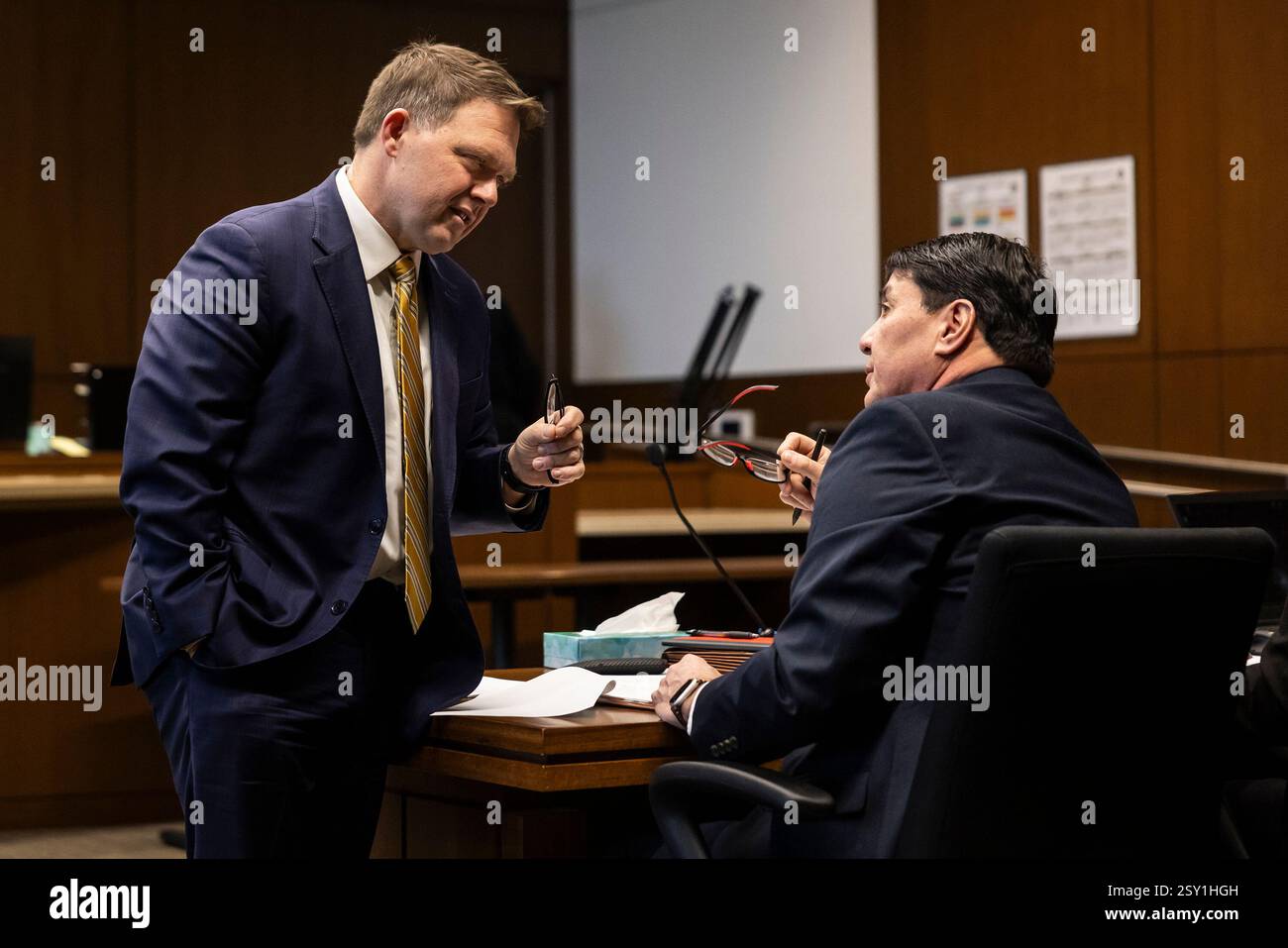 Lake County State's Attorney Eric Rinehart speaks with Robert Crimo III ...