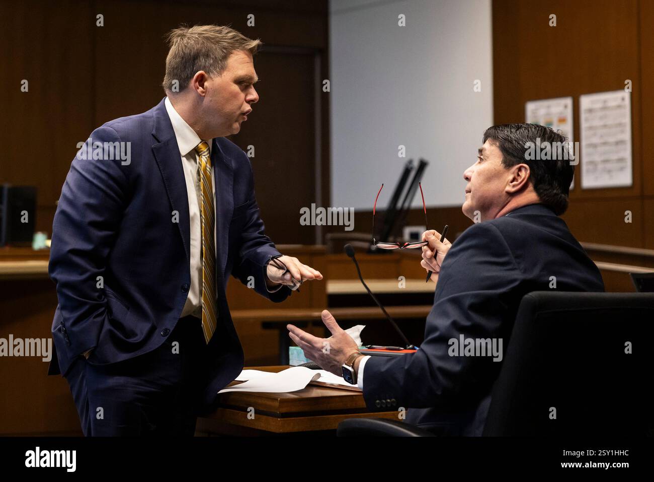 Lake County State's Attorney Eric Rinehart speaks with Robert Crimo III ...