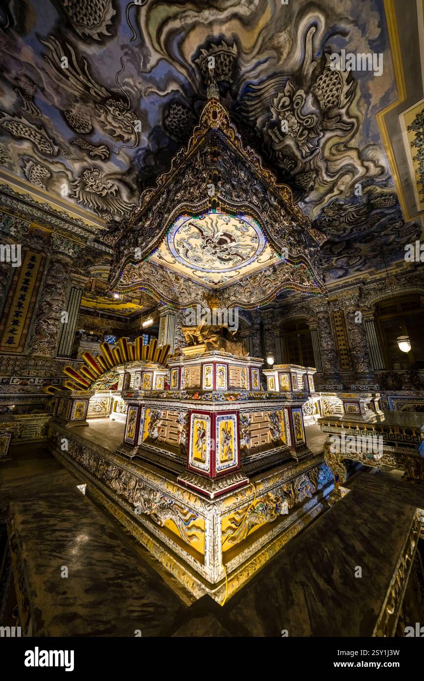 Inside the ThiÃªn Äánh Palace, the main structure of the tomb complex ...