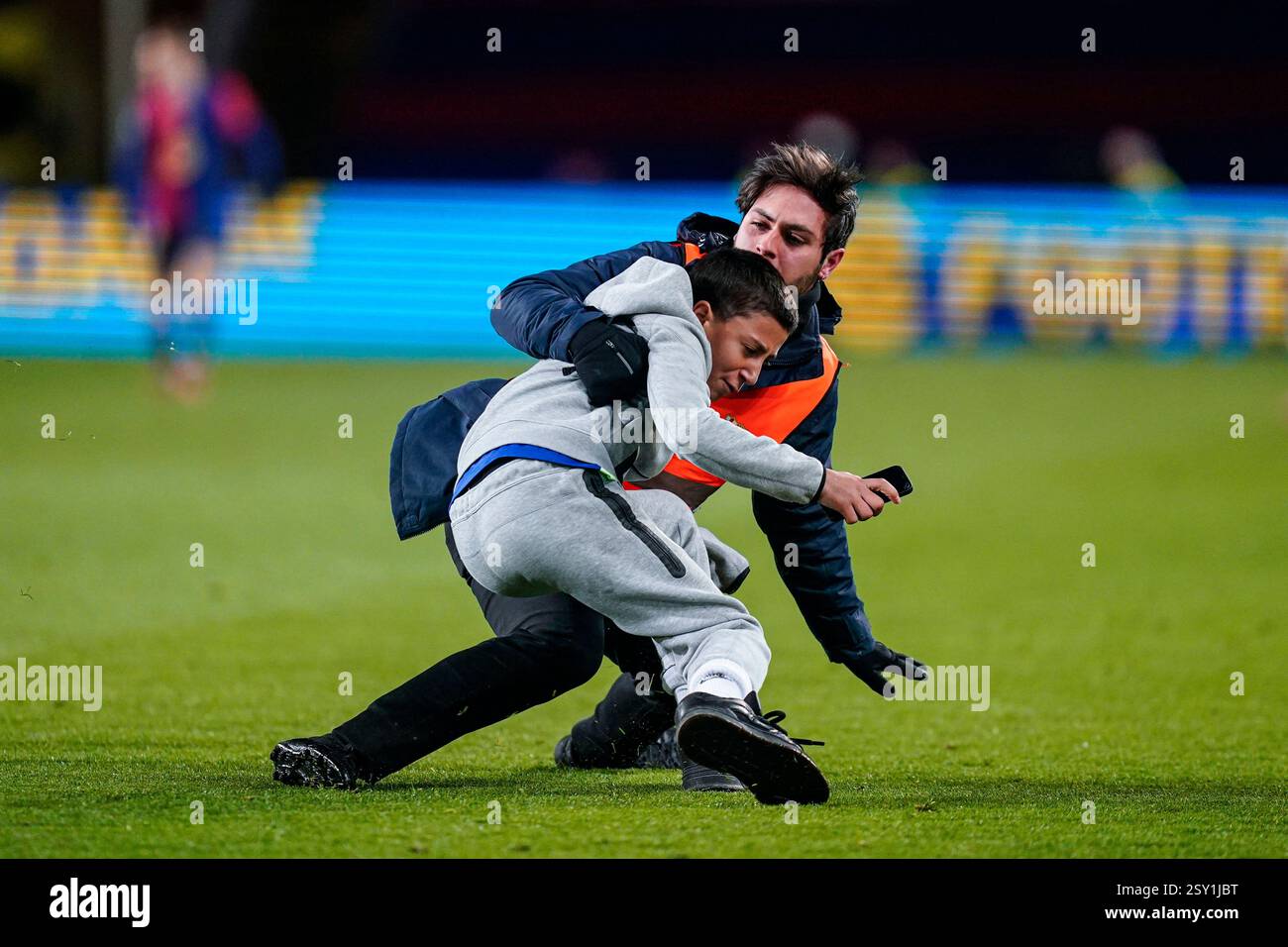 Child fan jumps onto the field during the Copa del Rey match, Semi ...