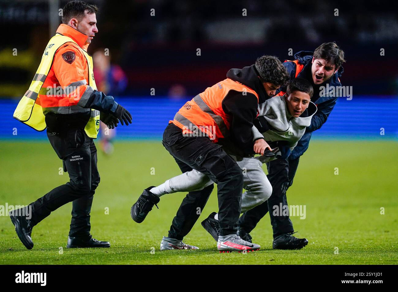 Child fan jumps onto the field during the Copa del Rey match, Semi ...