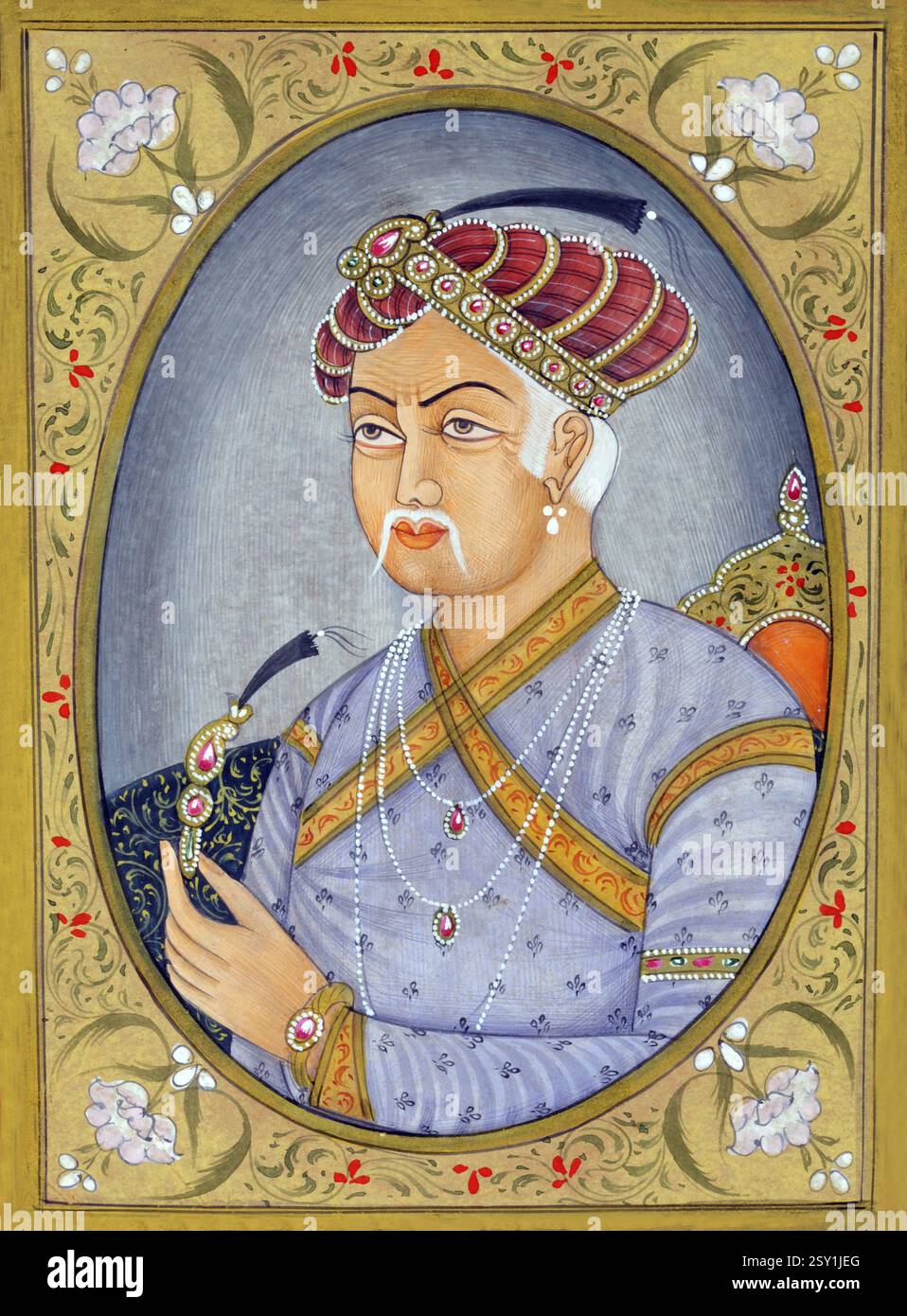 Miniature painting of Mughul Emperor Akbar Stock Photo - Alamy