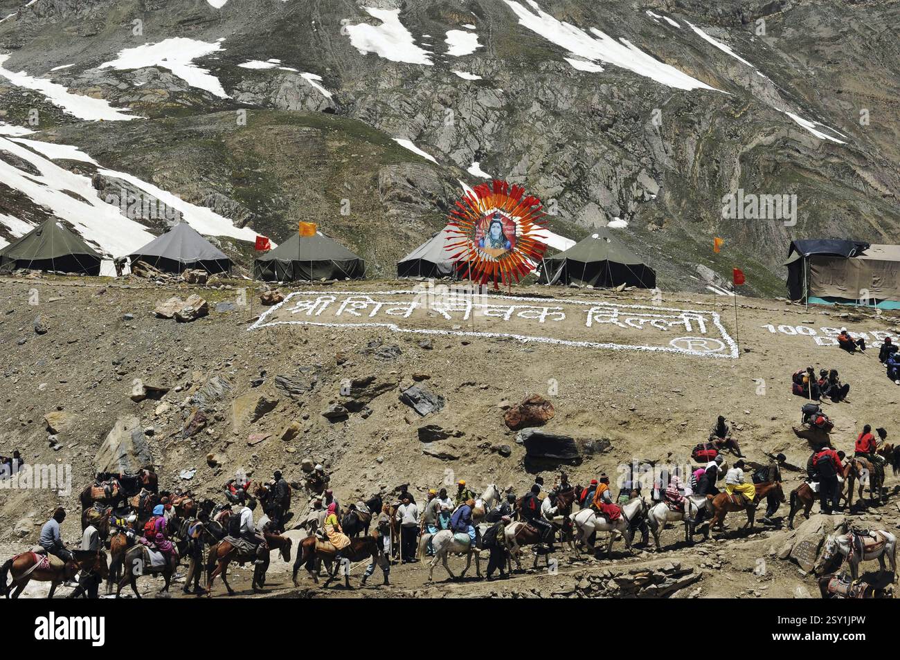Pilgrim pabibal to panchtarni, amarnath yatra, Jammu Kashmir, India ...