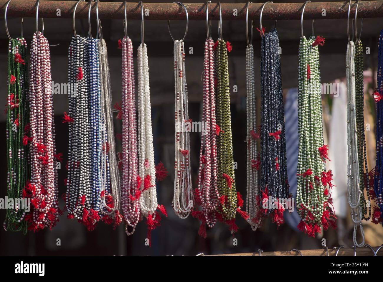 Bead garlands hang stall, puri, orissa, india, asia Stock Photo - Alamy