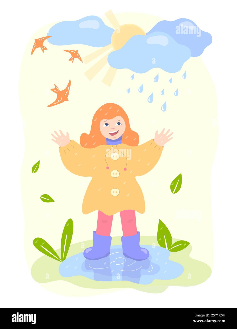 Child in raincoat springtime Stock Vector Images - Alamy