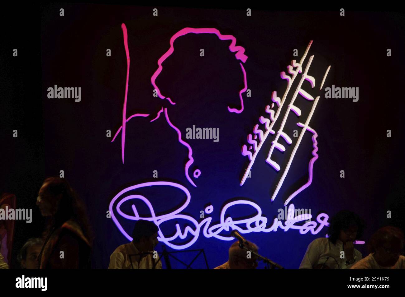 Neon Light of Pandit Ravishankar at Nehru Science Centre Worli Mumbai ...