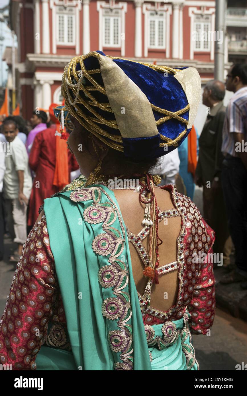 Woman wearing traditional cap in procession, mumbai, maharashtra, india ...