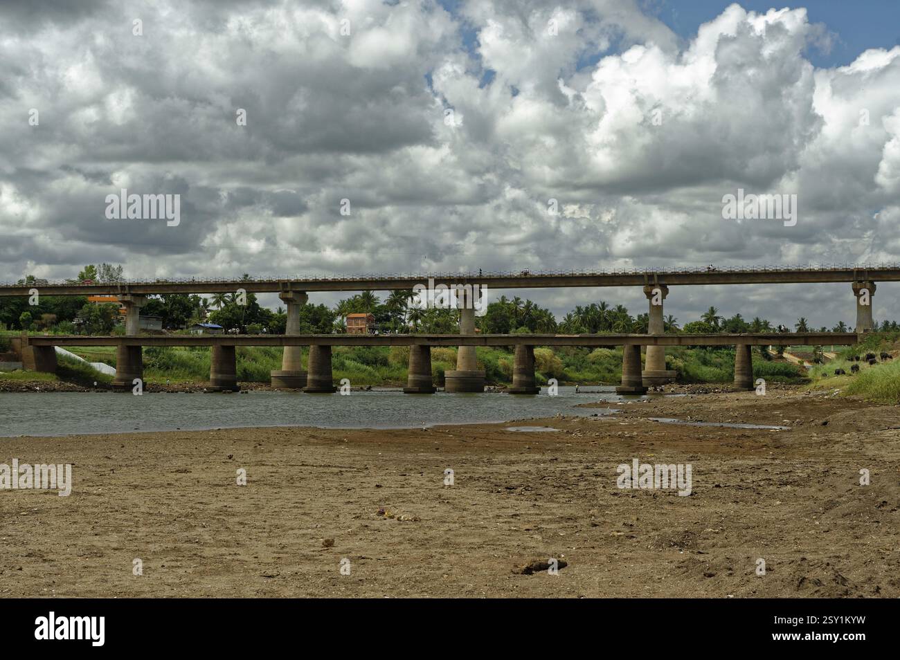 Bridge on Krishna river, kolhapur, Maharashtra, India, Asia Stock Photo ...