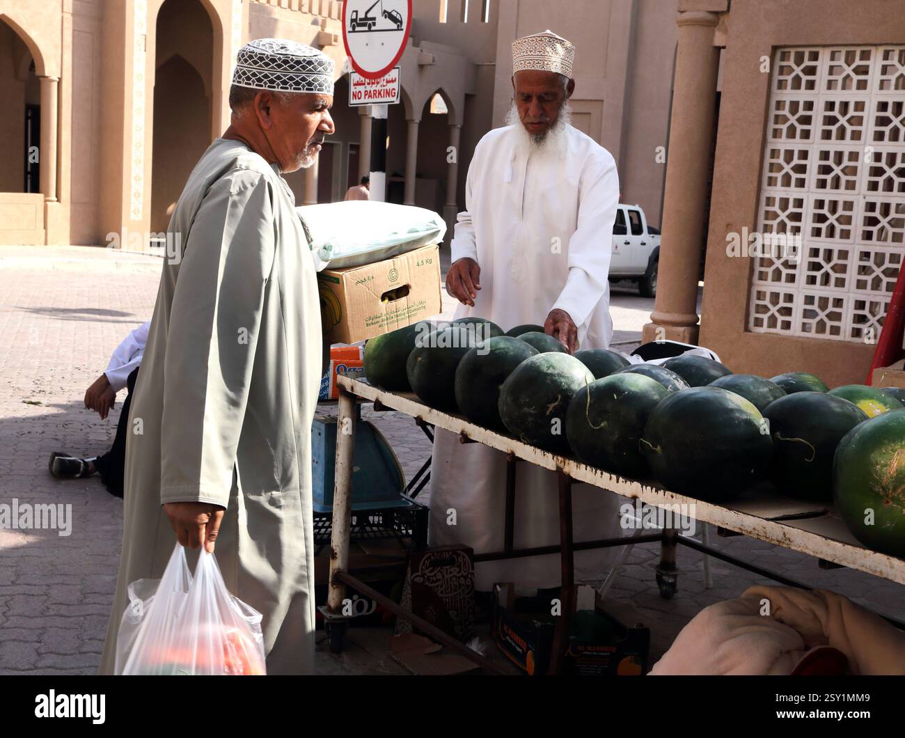 Omani Man Selling Watermelons at Nizwa Market (Souk) Oman Stock Photo ...
