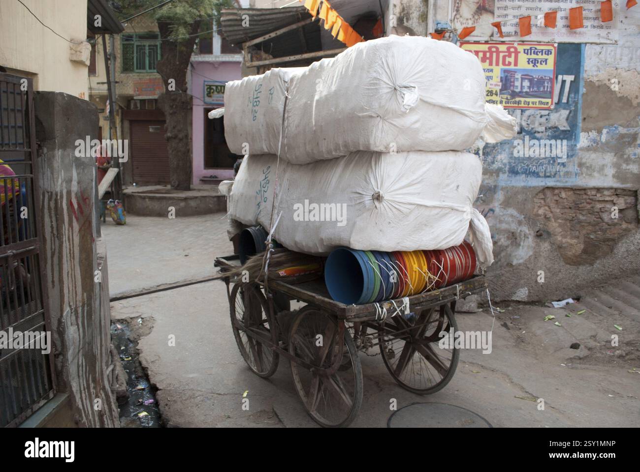 Man dragging heavy luggage, pushkar, rajasthan, india, asia Stock Photo ...