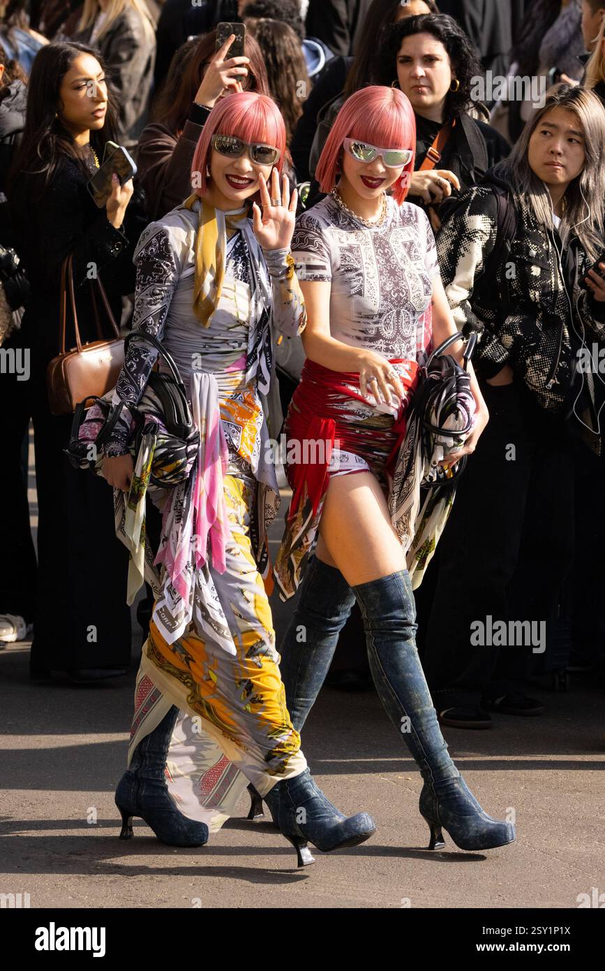 Amiaya are seen at the Diesel fashion show during the Milan Fashion ...