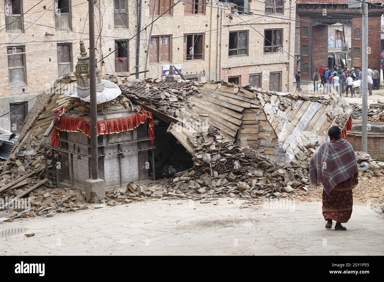 Residential building collapsed, earthquake, nepal, asia Stock Photo - Alamy