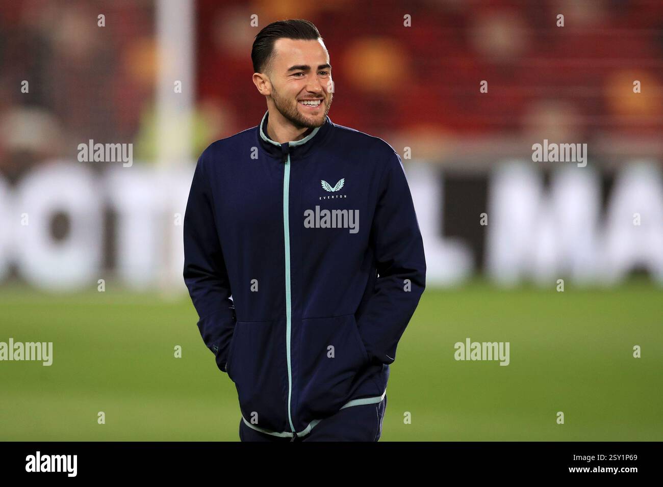 Midfielder: Jack Harrison (11) of Everton seen prior to kick off during ...