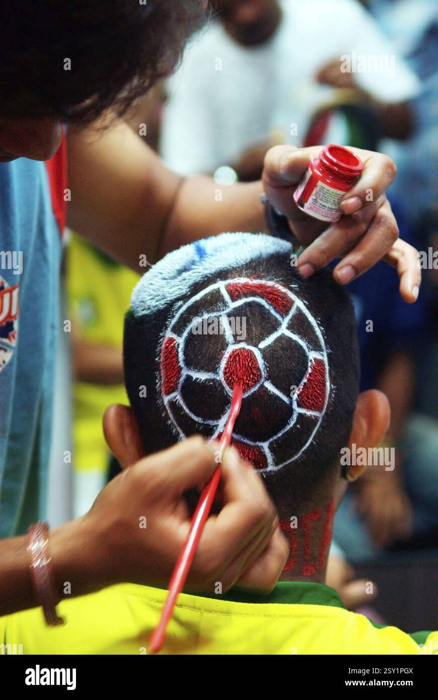 Football fans with trendy haircut during world cup, Bombay Mumbai ...