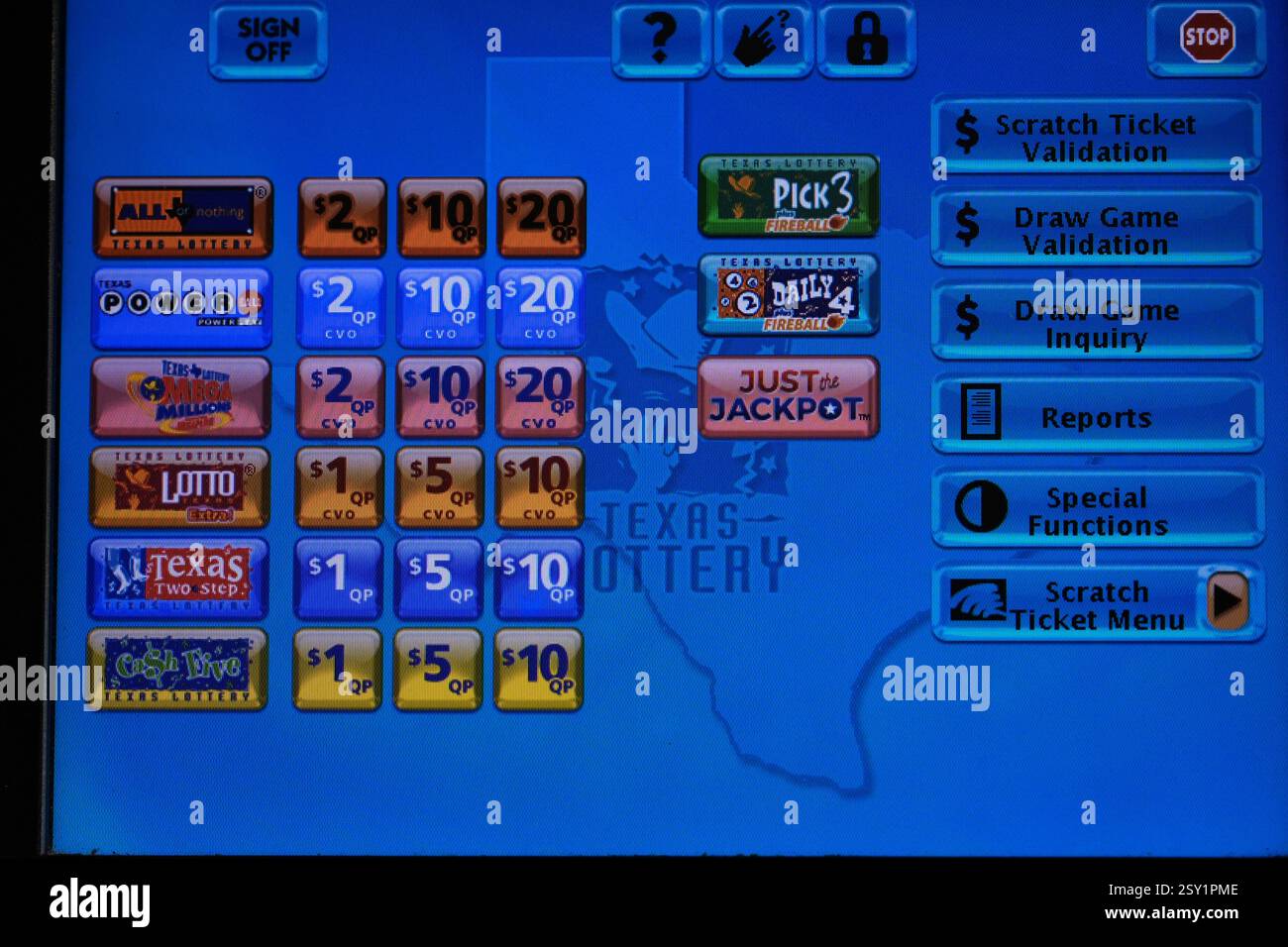 A Texas Lottery sales terminal screen is shown at Fuel City in Dallas ...