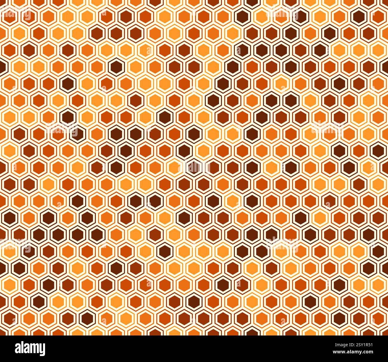Minimal geometric background. Hexagon mosaic background with inner solid cells. Orange color ...