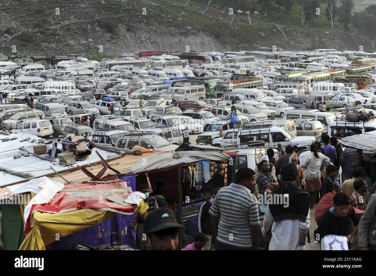Vehicle parked, amarnath yatra, Jammu Kashmir, India, Asia Stock Photo ...